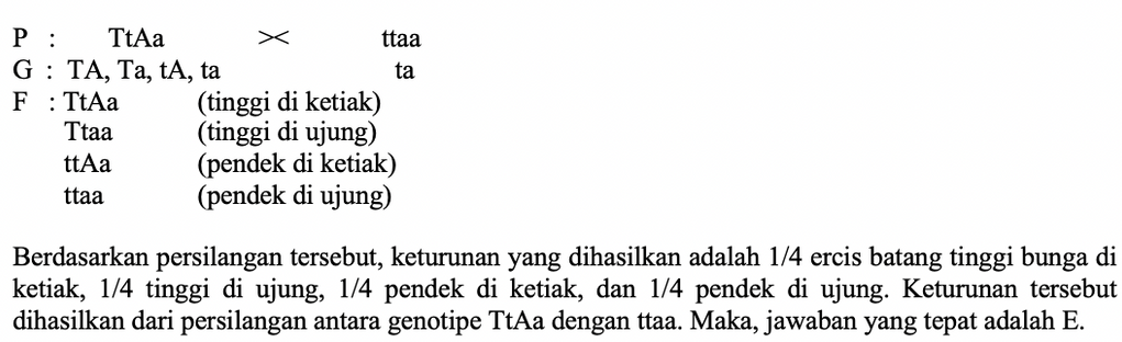 Pada Ercis Bunga diketiak/axial ( A) dominan atas ...