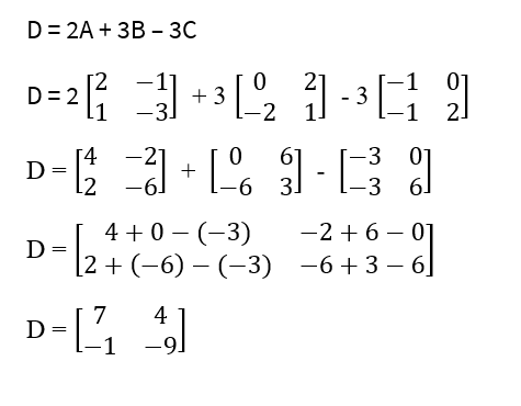 Diketahui matriks A=[(2 −1) (1 −3)], B=[(0 2) (−2 ...
