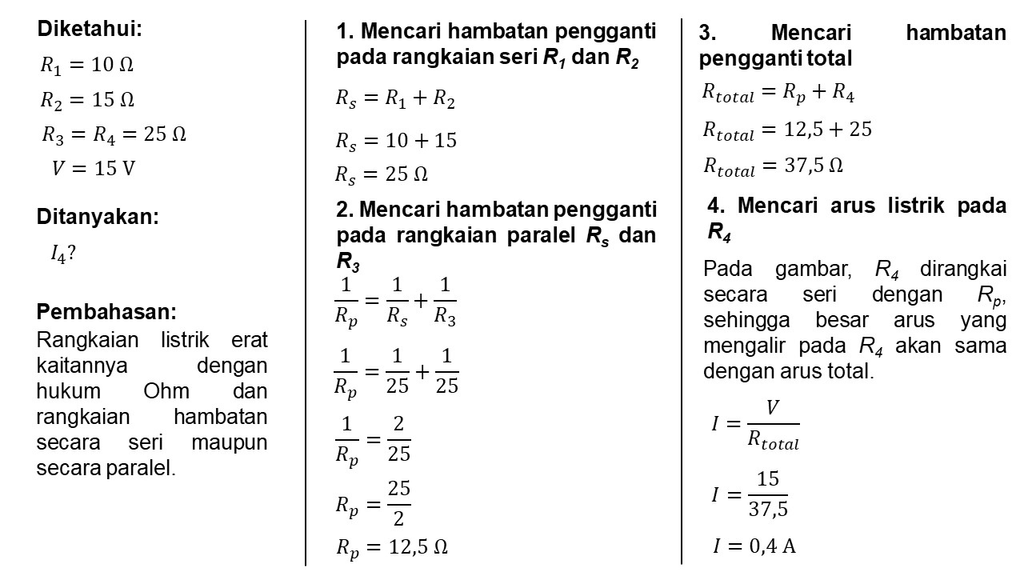 Perhatikan gambar berikut, jika R1 = 10 ohm, R2