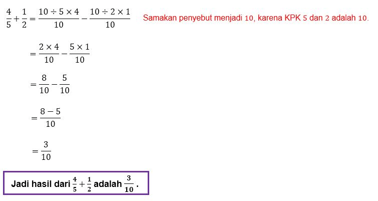 4 per 5 tambah 1 per 2...
