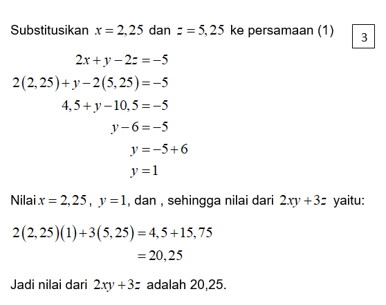 diketahui sistem persamaan linear brkt a.2x+y-2z=-...