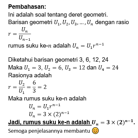 tentukan rumus suku ke -n setiap barisan geometri ...