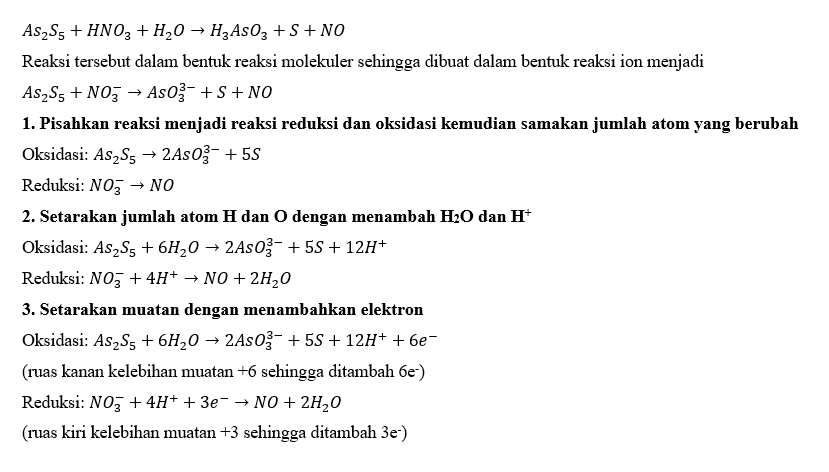 setarakan As2S5 + HNO3 + H2O=H3AsO3 + S + NO...