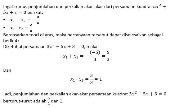 Tenturan Penjumiahan dan Perkalian akar-akar Persa...