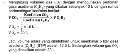 Sebanyak 10 L gas asetilena, C2H2 dibakar sempurna...