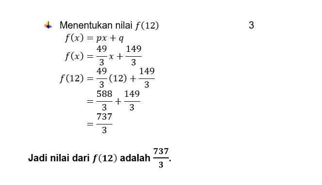 suatu fungsi ditentukan dengan rumus f(x)=px+q.jik...