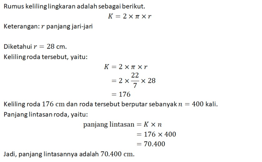panjang jari-jari sebuah roda 28cm. berapakah panj...