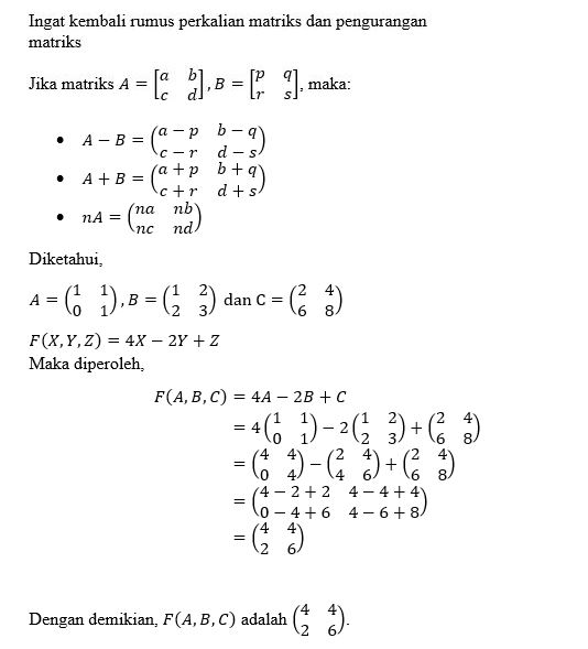 Diketahui matriks-matriks: A=[(1 1)(0 1)], B=[(1 2...