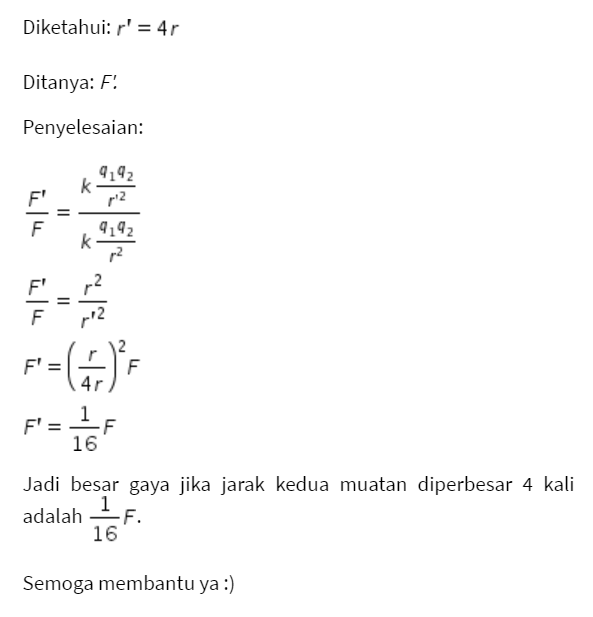 dua buah muatan besarnya qa dan qb berada pada jar...