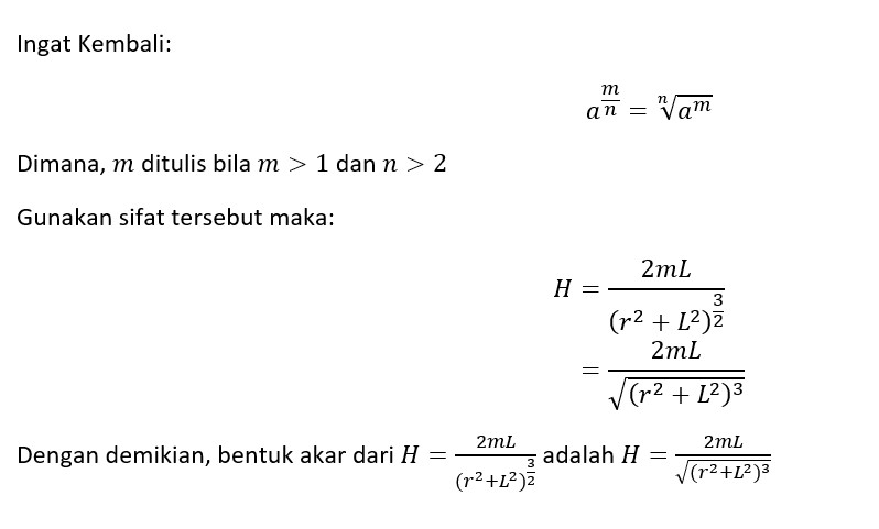 Tuliskan formula berikut ini dalam bentuk akar. a...
