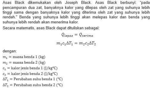 bagaimana penjelasan tentang azas black?...