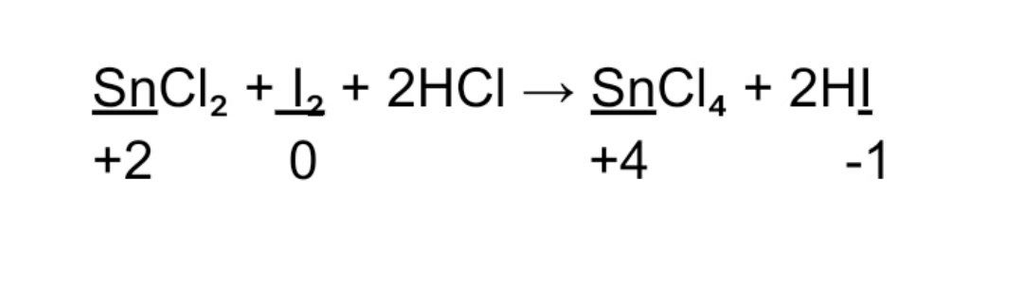 hasil oksidasi dari reaksi : SnCl2+I2+2hcl→SnCl+2...