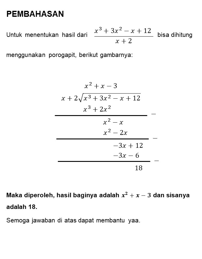 tentukan hasil bagi dan sisa! pembagian xpangkat3+...