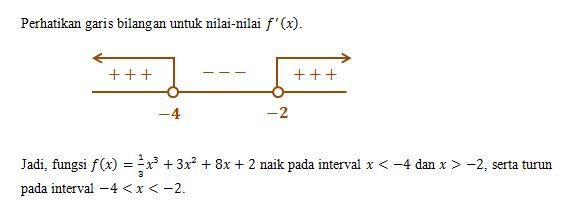 Tentukan interval naik dan turun serta garis bilan...