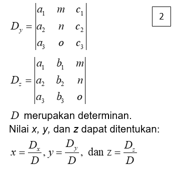 Gunakan metode cramer untuk menentukan himpunan pe...