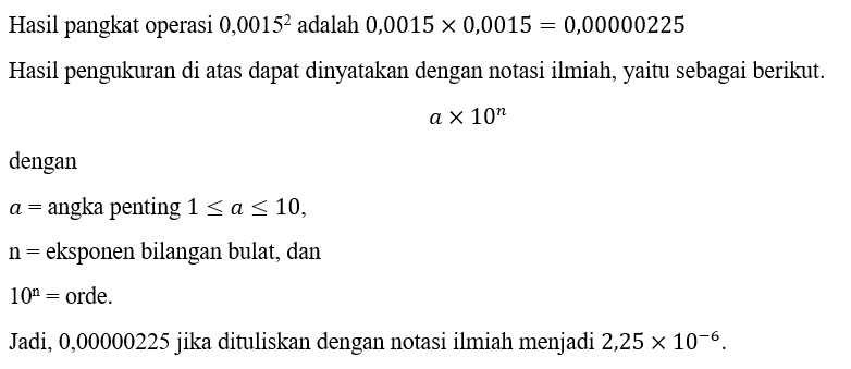 Tentukanlah hasil operasi pangkat dua dengan notas...
