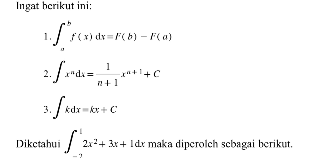 Hitunglah integral berikut ini ∫(-2 sampai 1) (2x^...