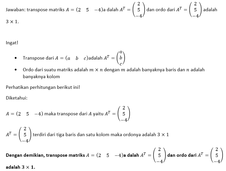 Tentukan transpos beserta ordonya dari masing-masi...