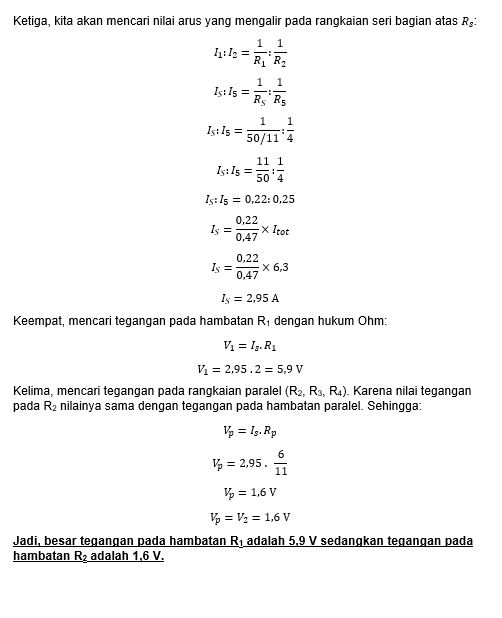 Jika R1 = 2 ohm, R2 =1 ohm, R3 = 3 ohm, R4 = 2 ohm...