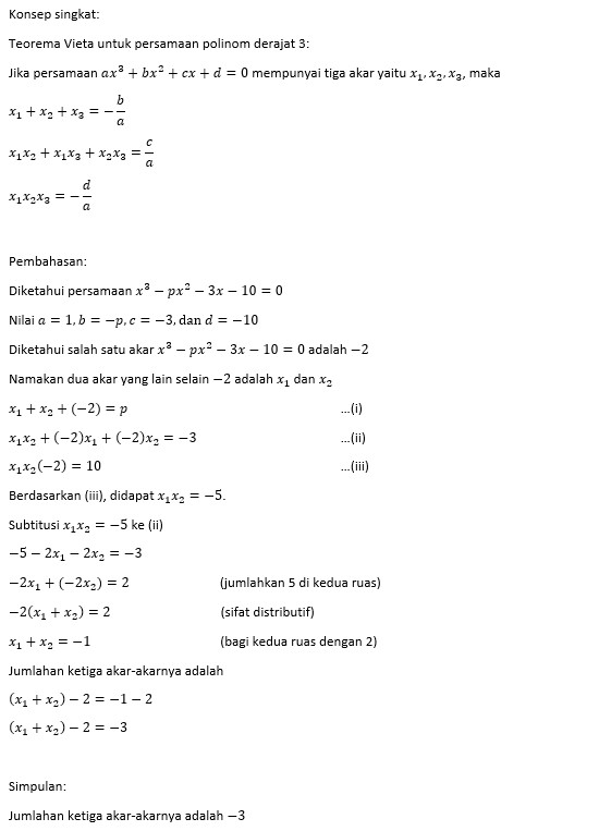 36. Diketahui salah satu akar dari persamaan persa...