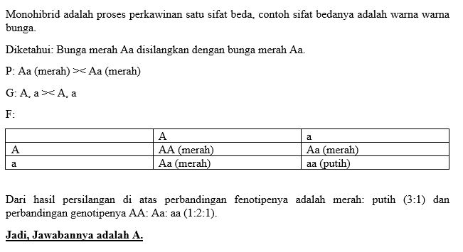Pada dominansi sempurna, persi langan Aa >