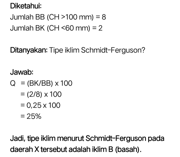 Iklim daerah X selama 30 tahun memiliki jumlah rat...
