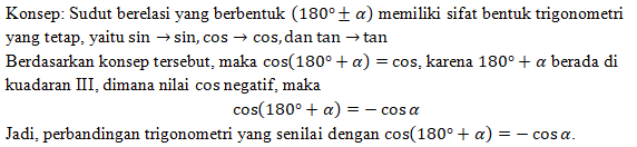 Perbandingantrigonometriyang senilai dengancos(180...