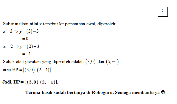 Tentukan himpunan penyelesaian dari sistem persama...