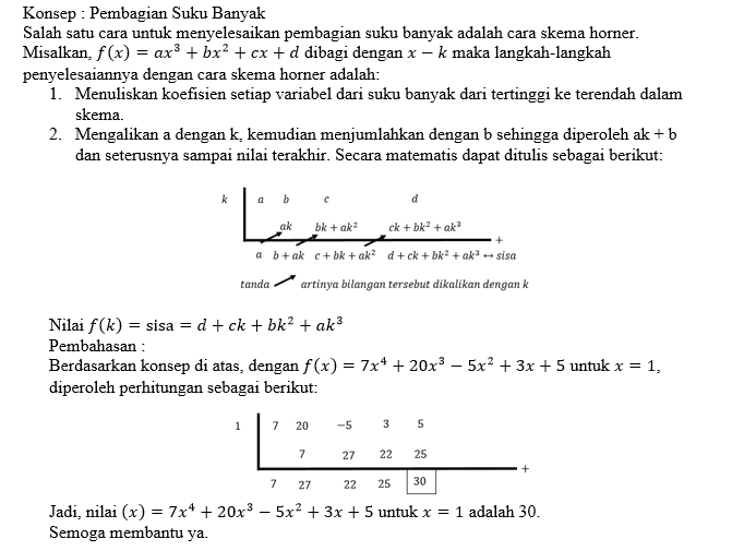 tentukan nilai polinomial berikut dengan cara horn...