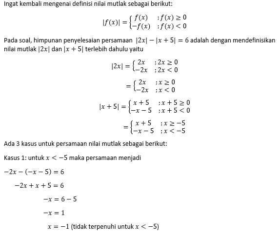Tentukan himpunan penyelesaian tiap persamaan nila...