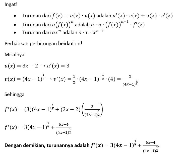 Turunan Pertama Dari F x 3x 2 4x 1 Adalah F turunan-pertama-dari-f-x-3x-2-4x-1-adalah-f