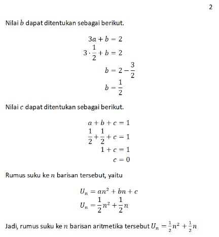 tuliskan rumus suku ke n barisan arimatika 1, 3,6,...