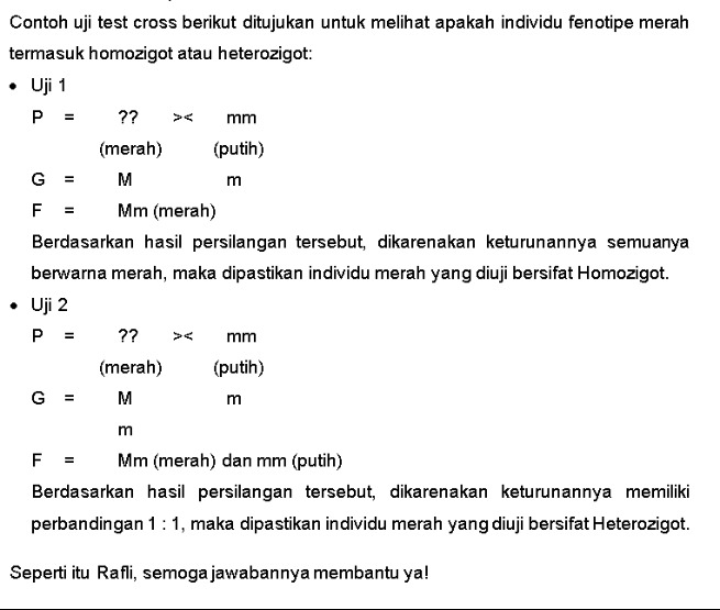 apa yang di maksud uji test cross...