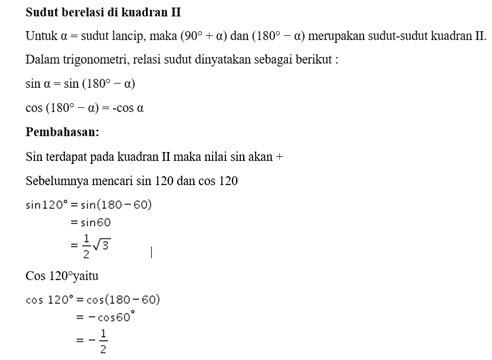 Tentukan nilai trigonometri berikat dalam sudut la...