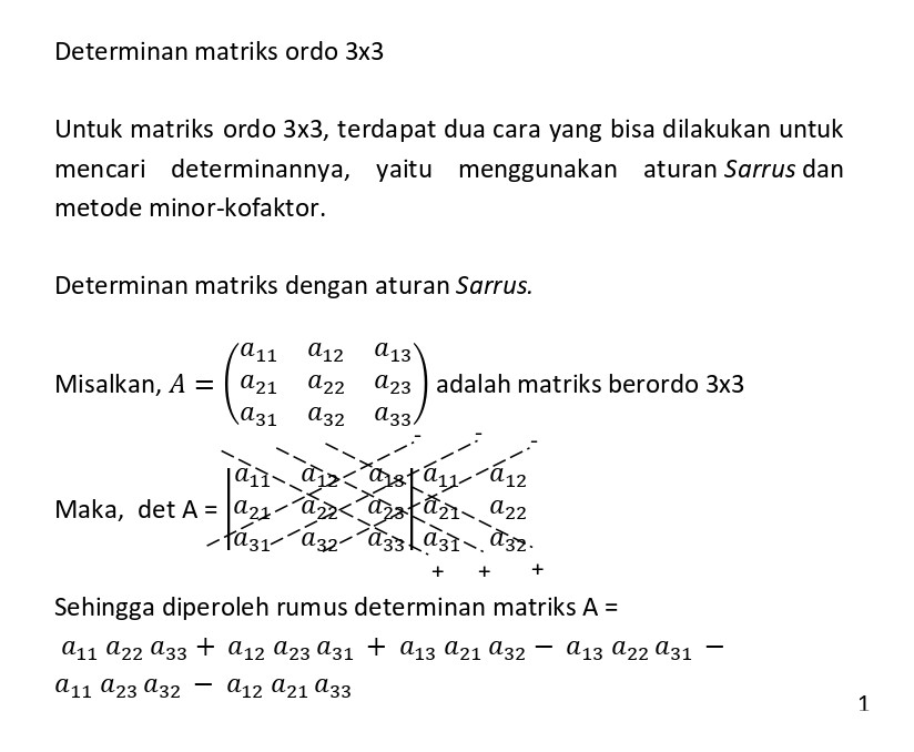 Tentukan determinan matriks - matriks berikut: B
