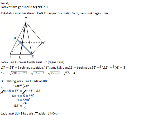 Diketahui limas beraturan T.ABCD dengan rusuk alas...