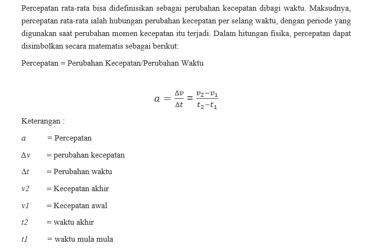 rumus percepatan...