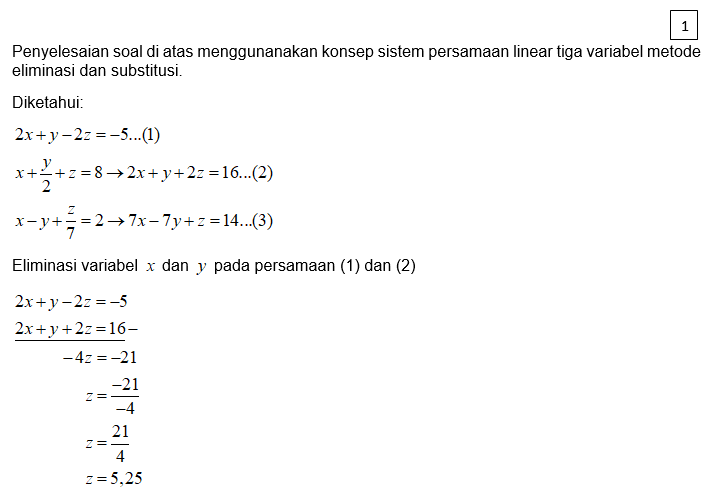 diketahui sistem persamaan linear brkt a.2x+y-2z=-...