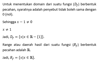 Tentukan daerah asal (domain) dan daerah hasil (ra...