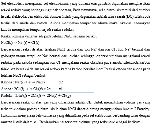 Proses elektrolisis lelehan NaCl dengan elektroda ...