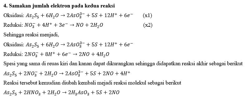 setarakan As2S5 + HNO3 + H2O=H3AsO3 + S + NO...