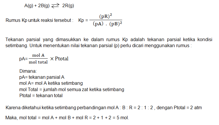 suatu reaksi A(g) + 2B (g) 2R (g) mencap...