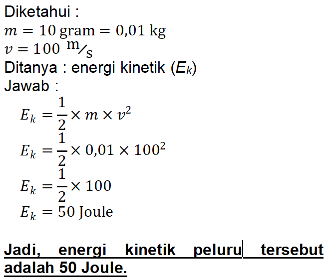 sebutir peluru bermasa 10 gram bergerak dengan kec...