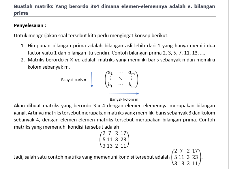 Buatlah matriks Yang berordo 3x4 dimana elemen-ele...