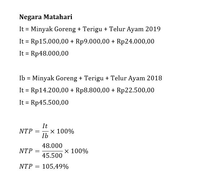 Berikut tabel indeks harga yang diterima (1) dan i...