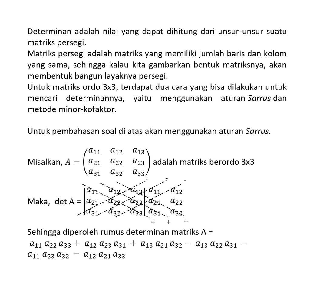 Determinan dari matriks berordo 3x3 [(2 -2 6)(3 5 ...