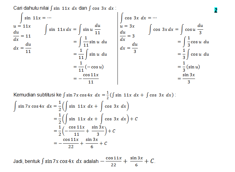 Integral sin 7x cos 4x dx