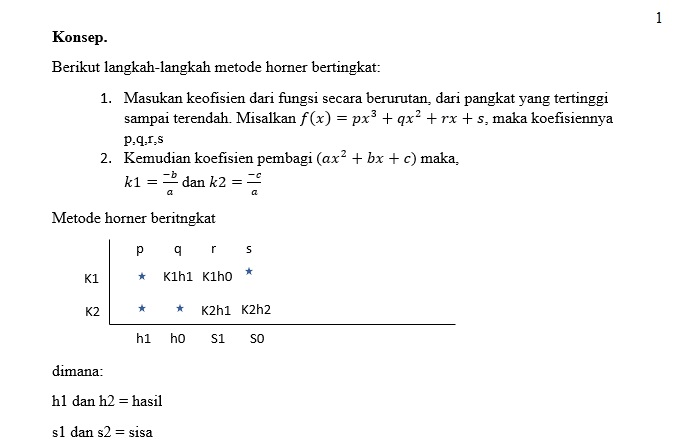 Tentukan hasil pembagian dengan cara Horner dari