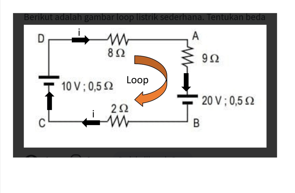 Berikut adalah gambar loop listrik sederhana. Tent...