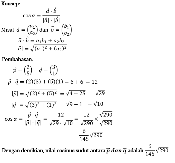diketahui faktor p= (2, 5 ) dan vektor q = ( 3, 1 ...